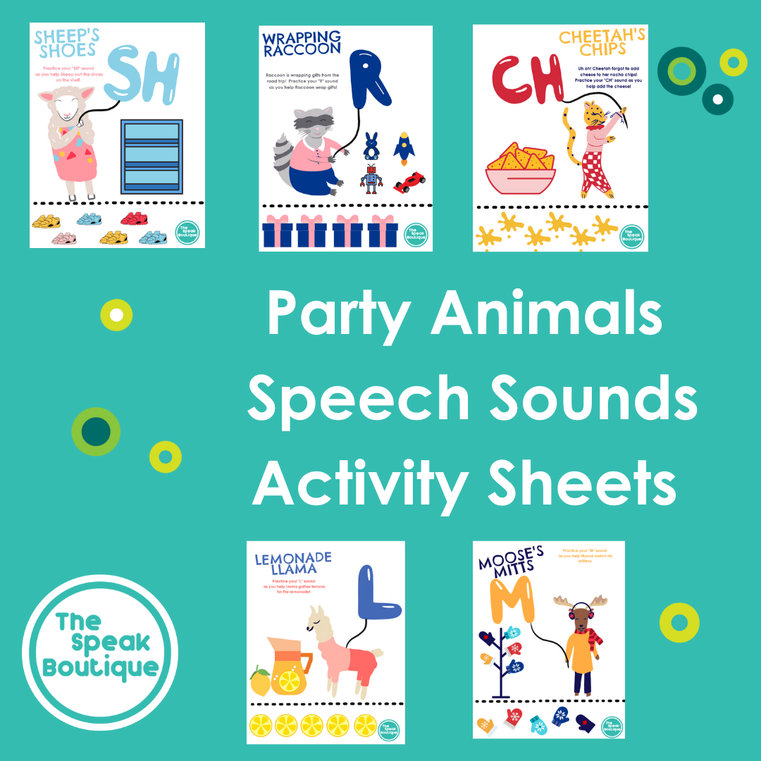 Party Animals! Speech Sounds Activity Sheets - DIGITAL DOWNLOAD – The ...
